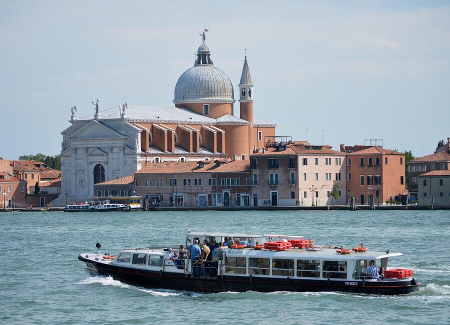 A small canal in Venice lined with historic buildings
