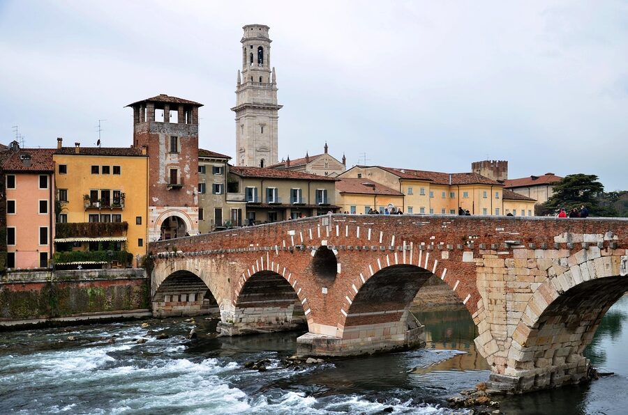 Stone bridge in Verona, Italy