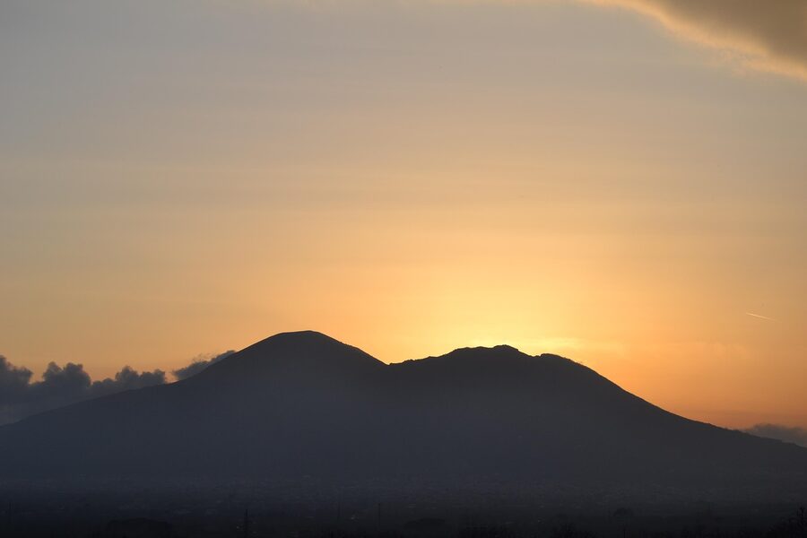 Mount Vesuvius and the Bay of Naples at sunset