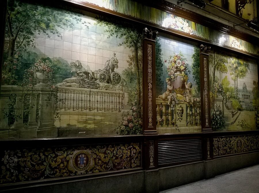 Villa Rosa tiled facade Tablao Flamenco 1911 on Calle Alvarez Gato Madrid