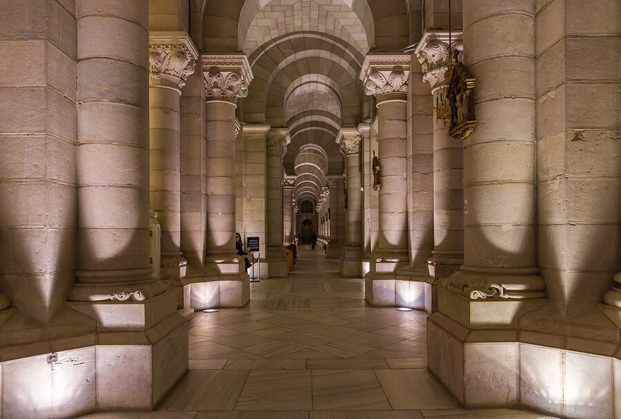 Crypt interior of Almudena Cathedral Madrid