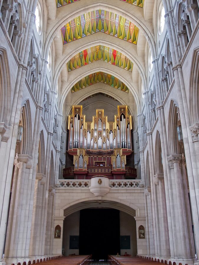Interior nave of Almudena Cathedral Madrid