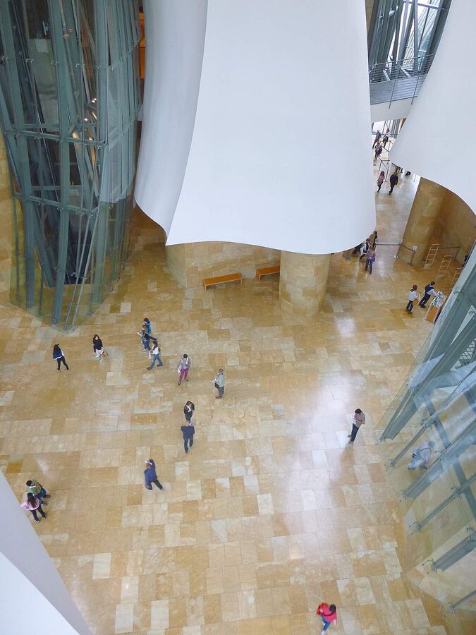 Close detail of Guggenheim Bilbao titanium panels